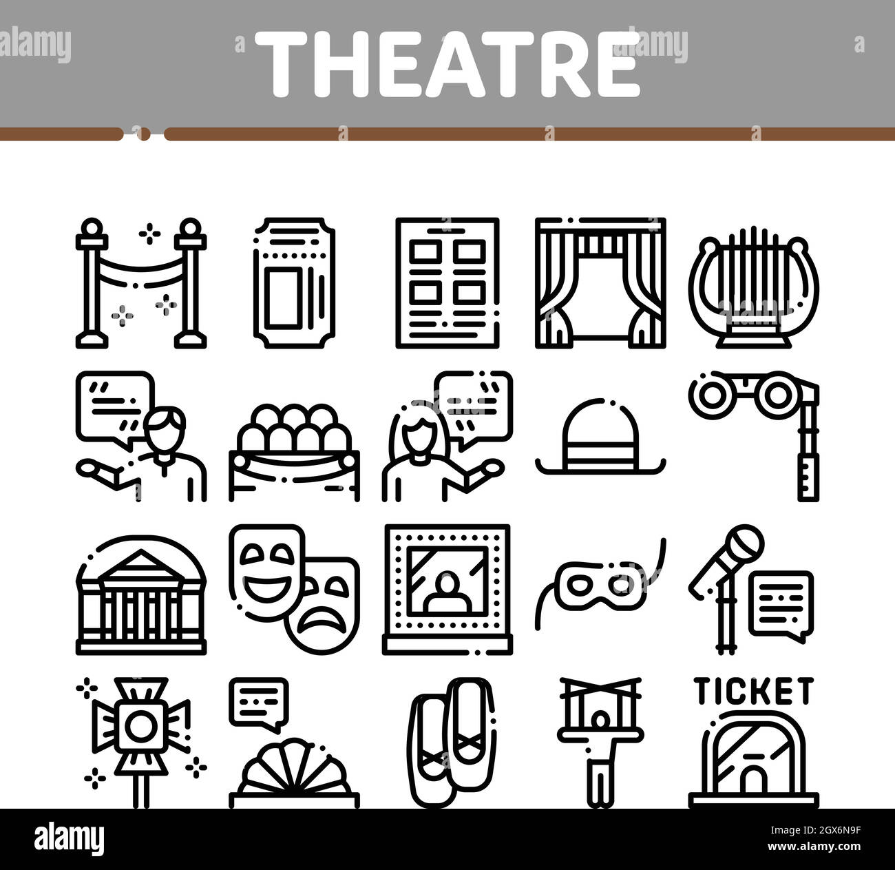 Theatre Equipment Collection Icons Set Vector Stock Vector Image & Art ...