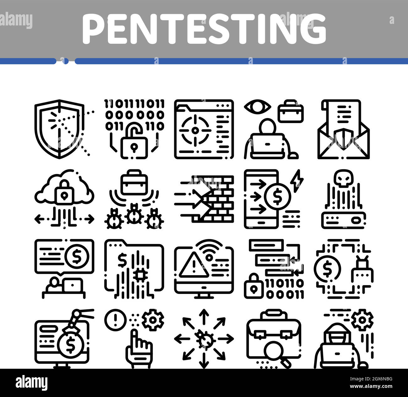 Pentesting Software Collection Icons Set Vector Stock Vector Image ...