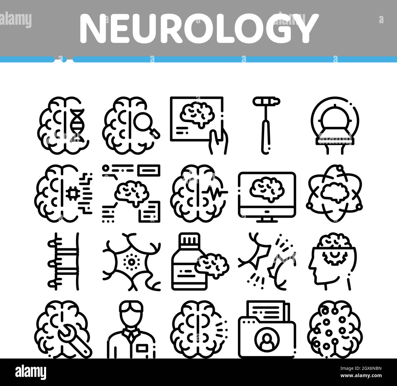 Neurology Medicine Collection Icons Set Vector Stock Vector Image & Art ...