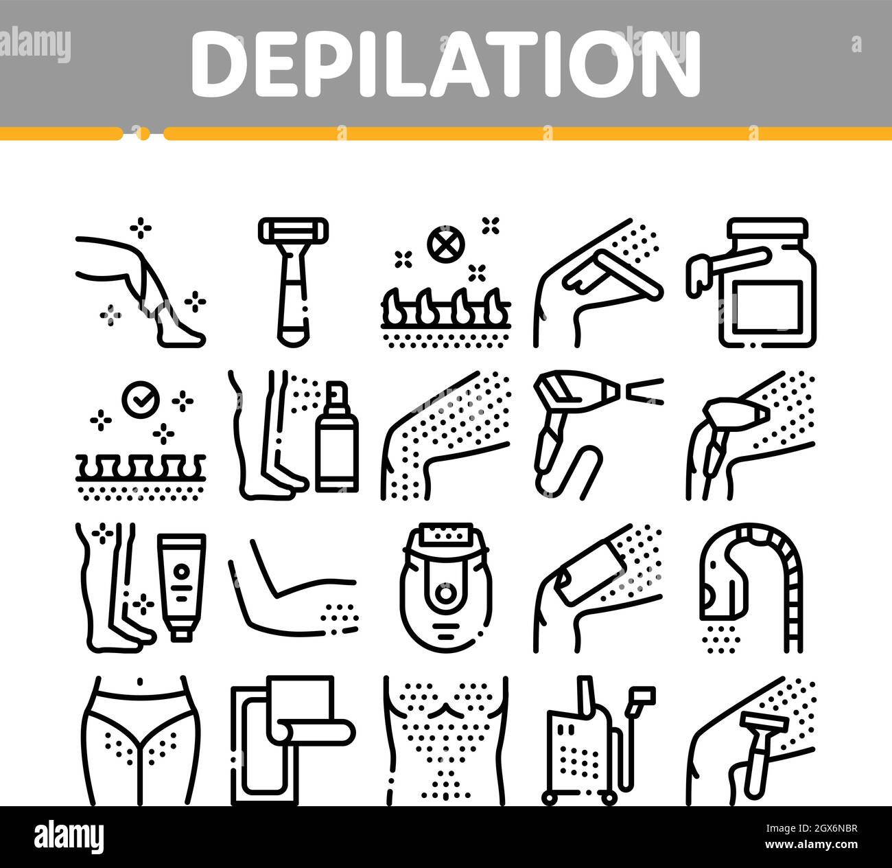 Depilation Procedure Collection Icons Set Vector Stock Vector Image ...