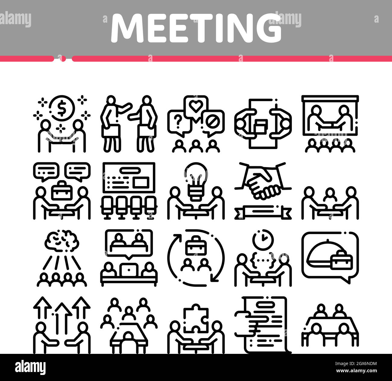 Business Meeting Conference Icons Set Vector Stock Vector Image & Art ...