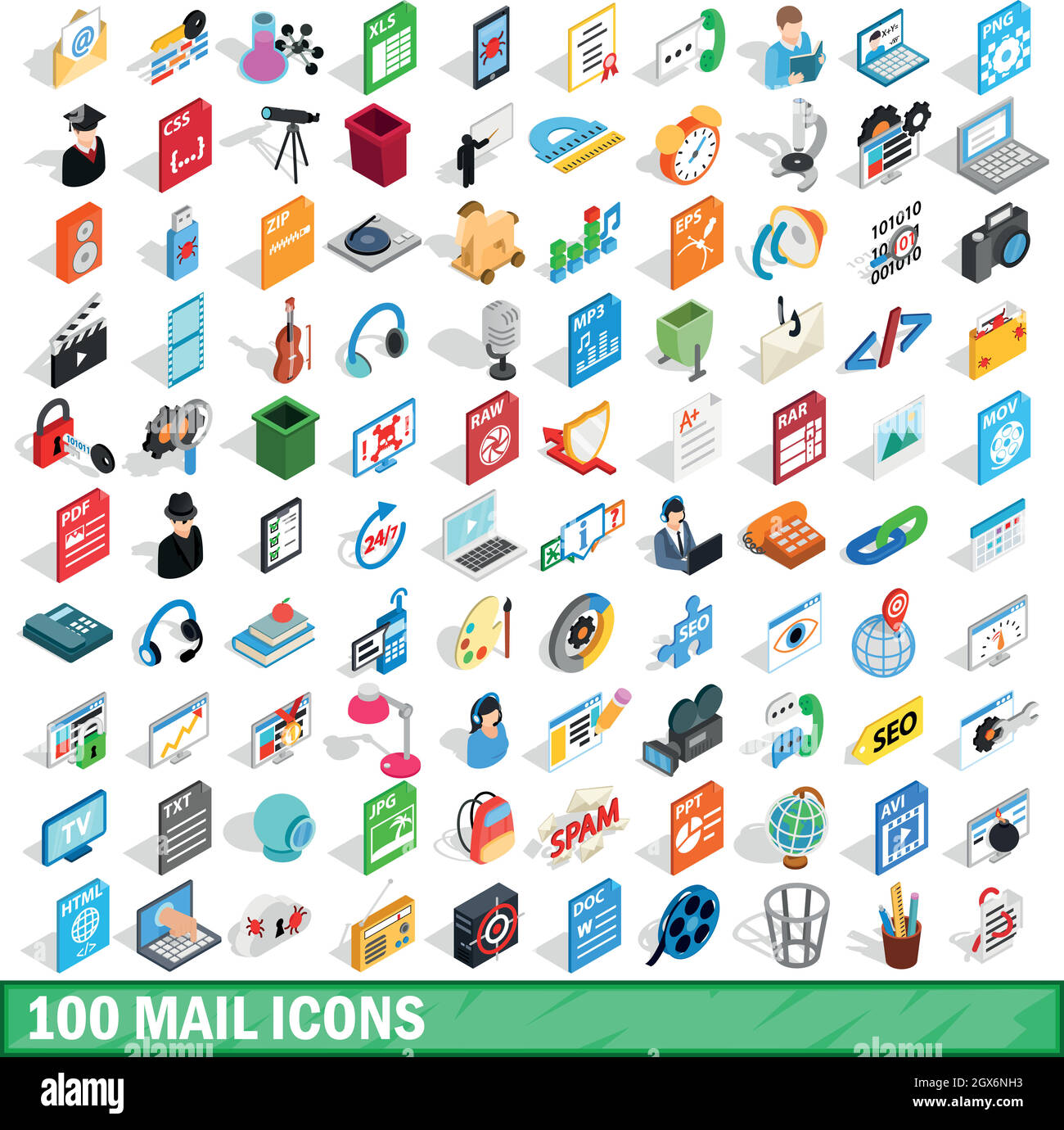 100 mail icons set, isometric 3d style Stock Vector Image & Art - Alamy