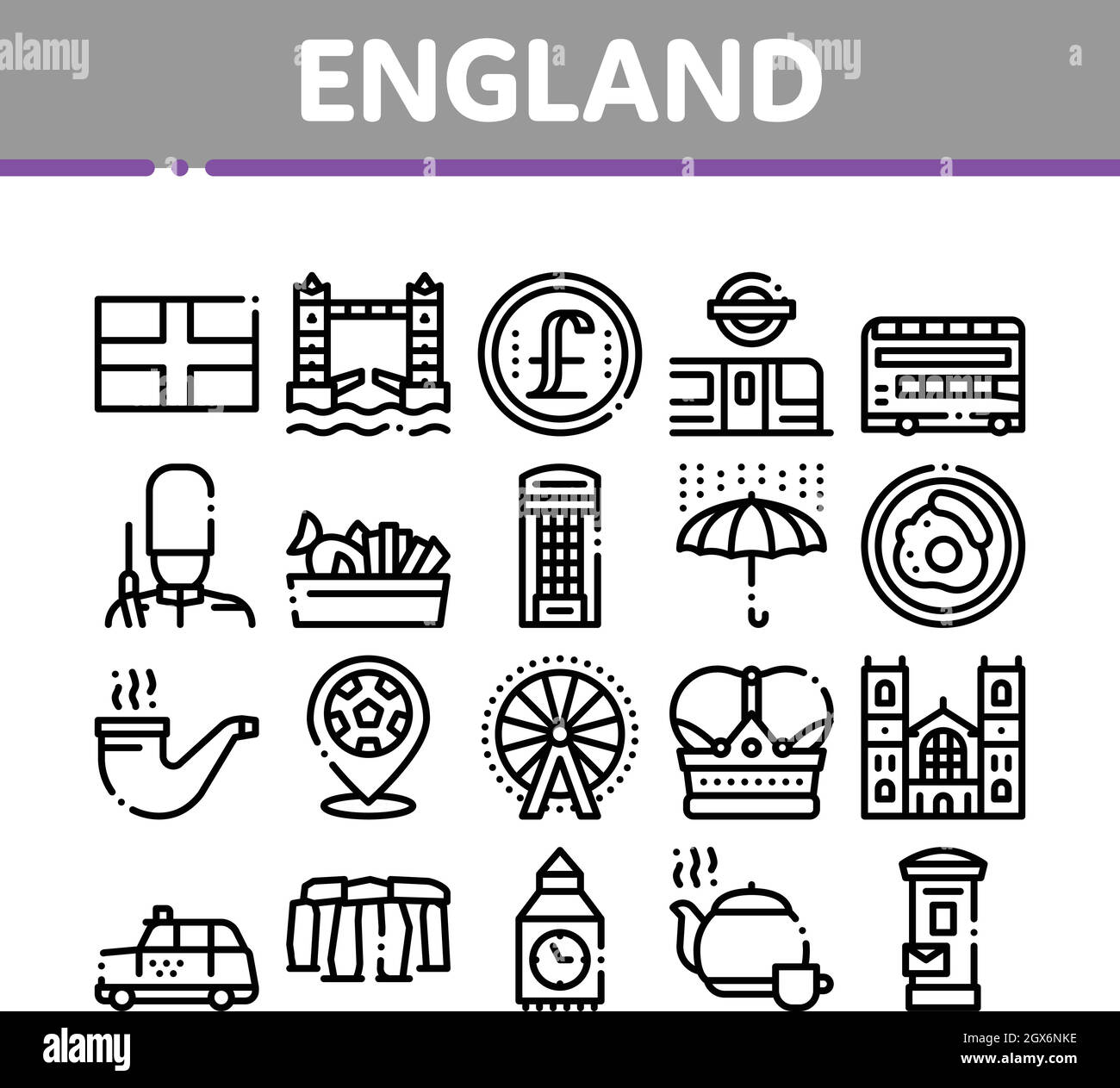 England United Kingdom Collection Icons Set Vector Stock Vector Image ...