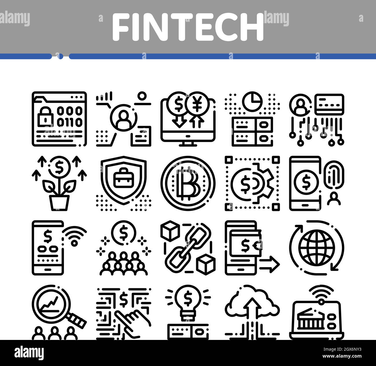 Fintech Innovation Collection Icons Set Vector Stock Vector Image & Art ...