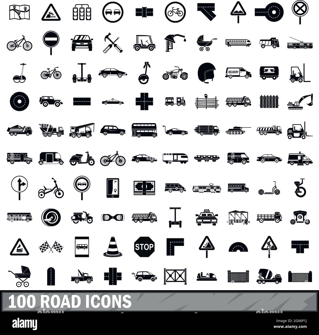 100 road icons set, simple style Stock Vector Image & Art - Alamy
