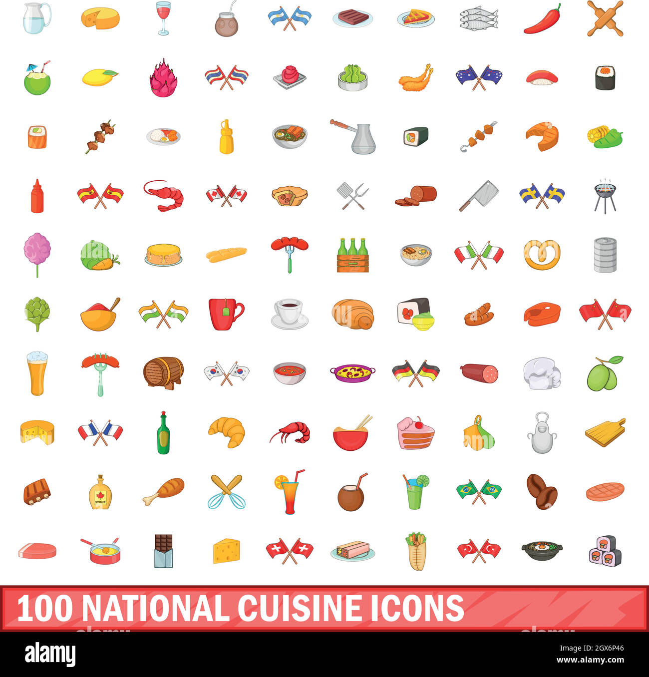 100 national cuisine icons set, cartoon style Stock Vector Image & Art - Alamy