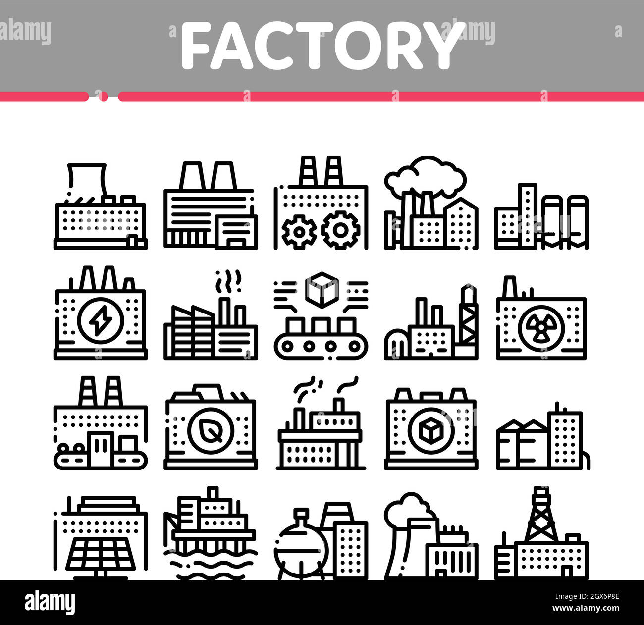 Factory Industrial Collection Icons Set Vector Stock Vector Image & Art ...
