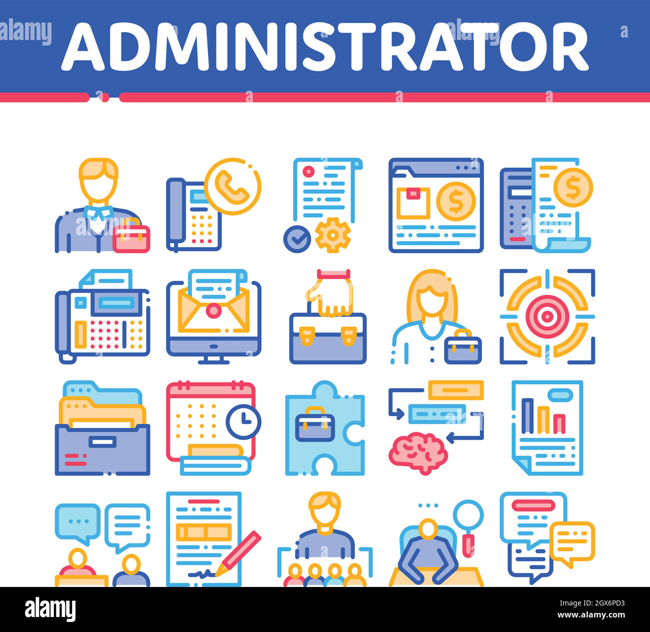 Administrator Business Collection Icons Set Vector Illustrations Stock ...