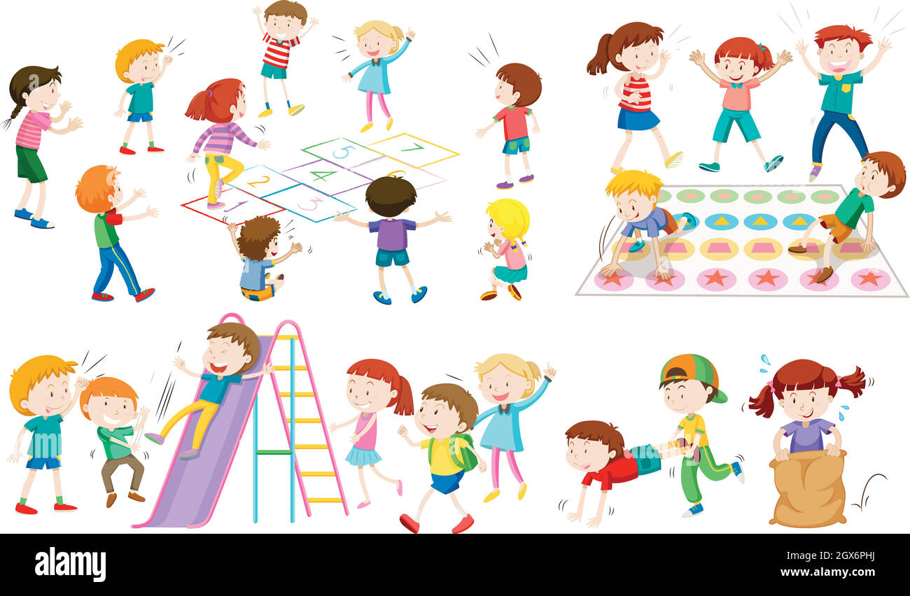 Many children play different games Stock Vector Image & Art - Alamy