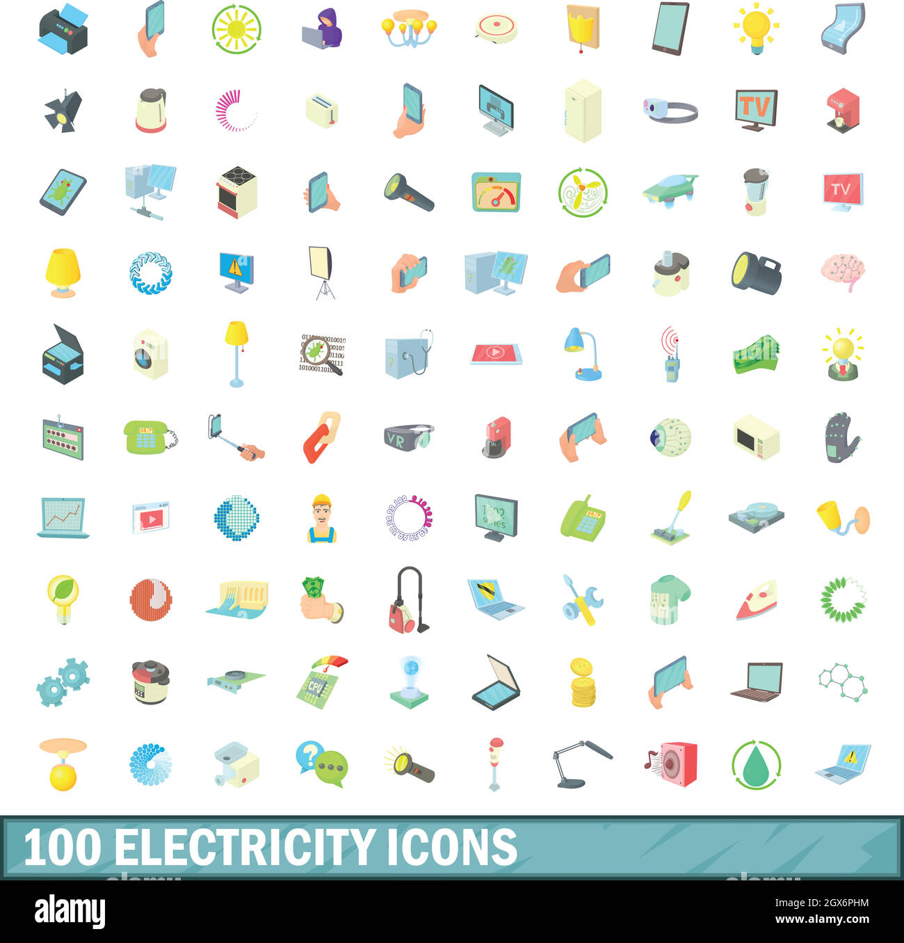 Vector cartoon electricity icons Stock Vector Images - Alamy