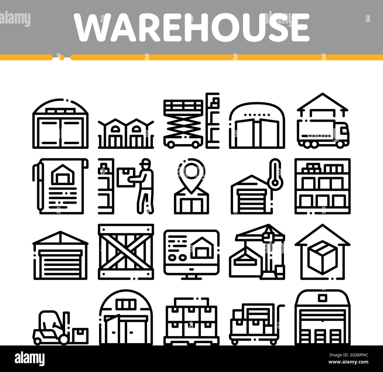 Warehouse And Storage Collection Icons Set Vector Stock Vector Image ...