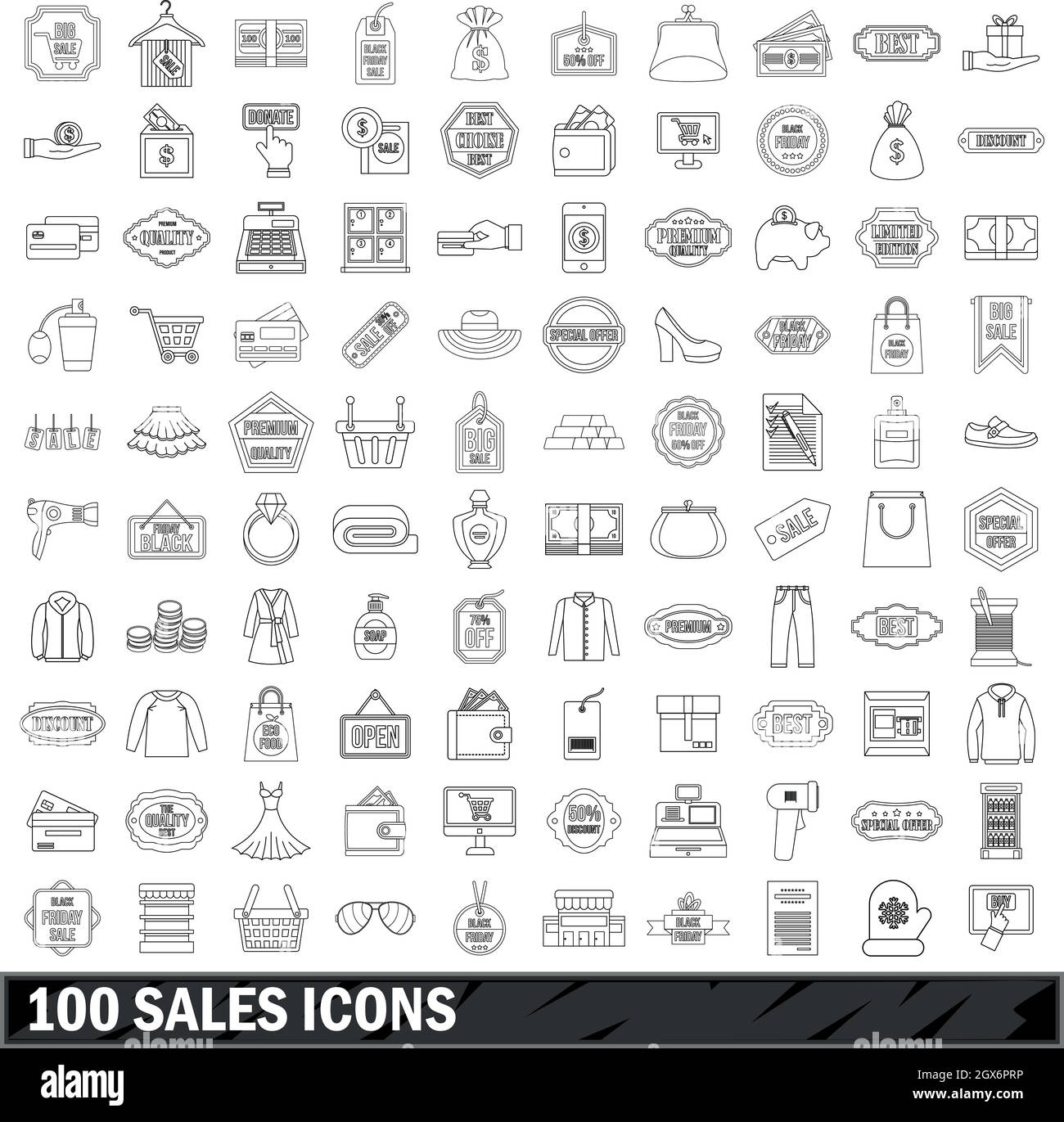 100 sales icons set, outline style Stock Vector Image & Art - Alamy