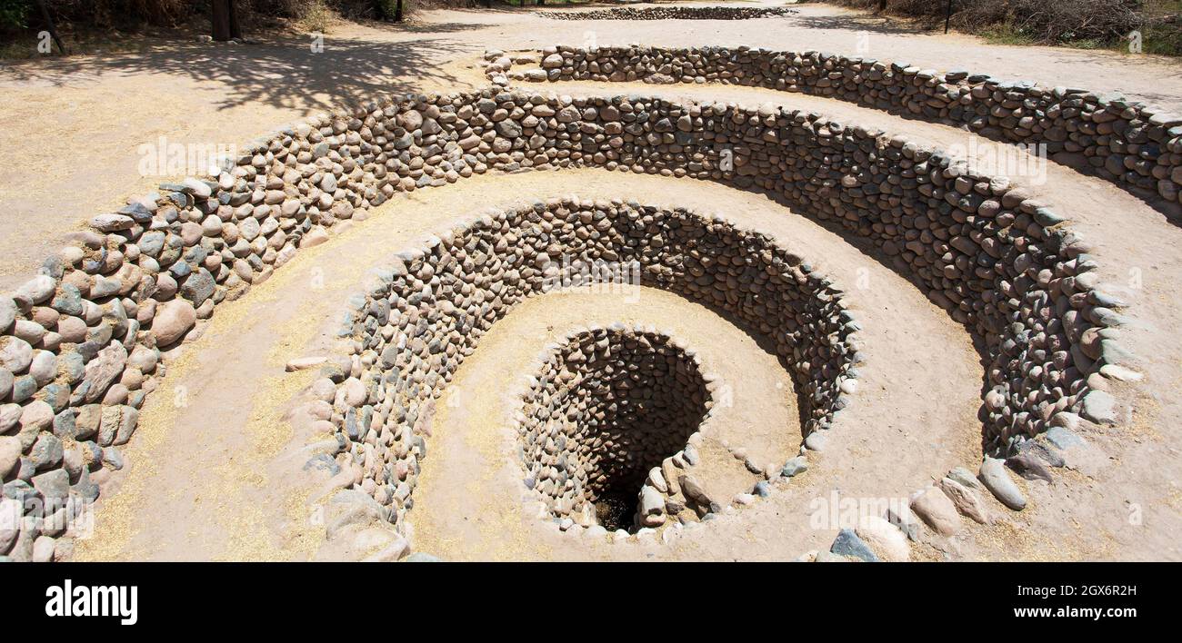 Cantalloc Aqueduct in Nazca or Nazca town, spiral or circle aqueducts ...
