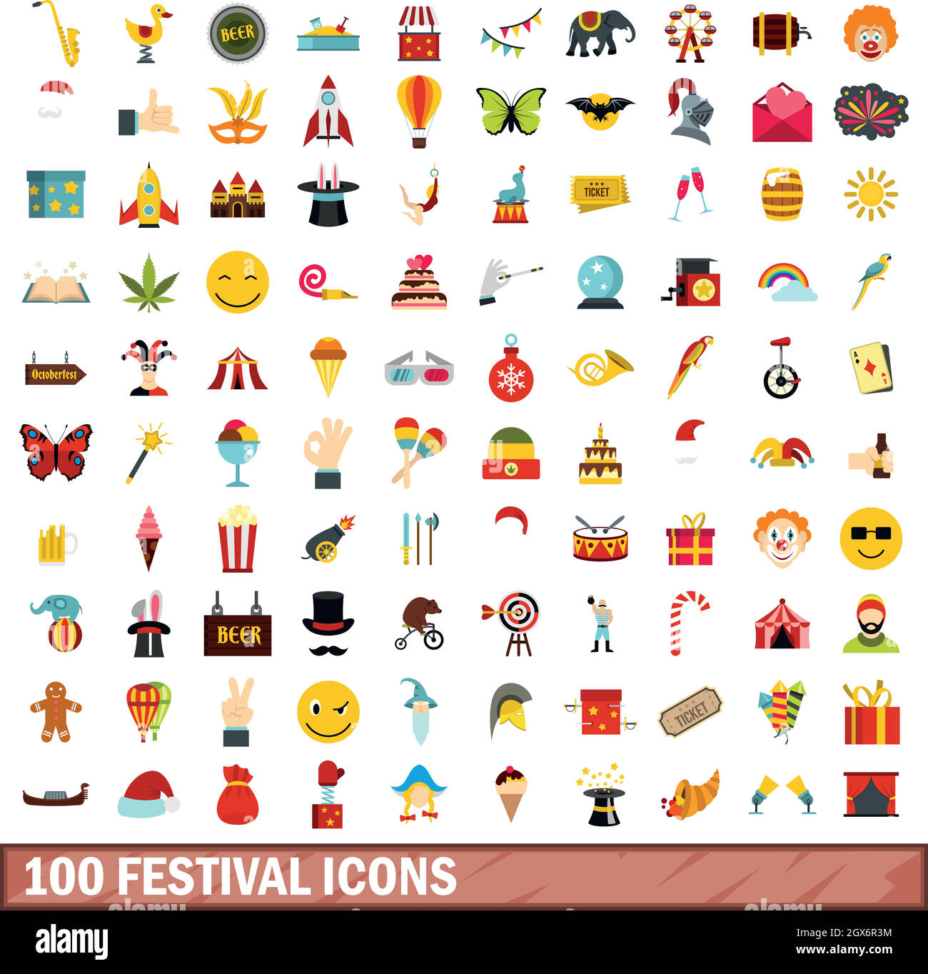 100 festival icons set, flat style Stock Vector Image & Art - Alamy