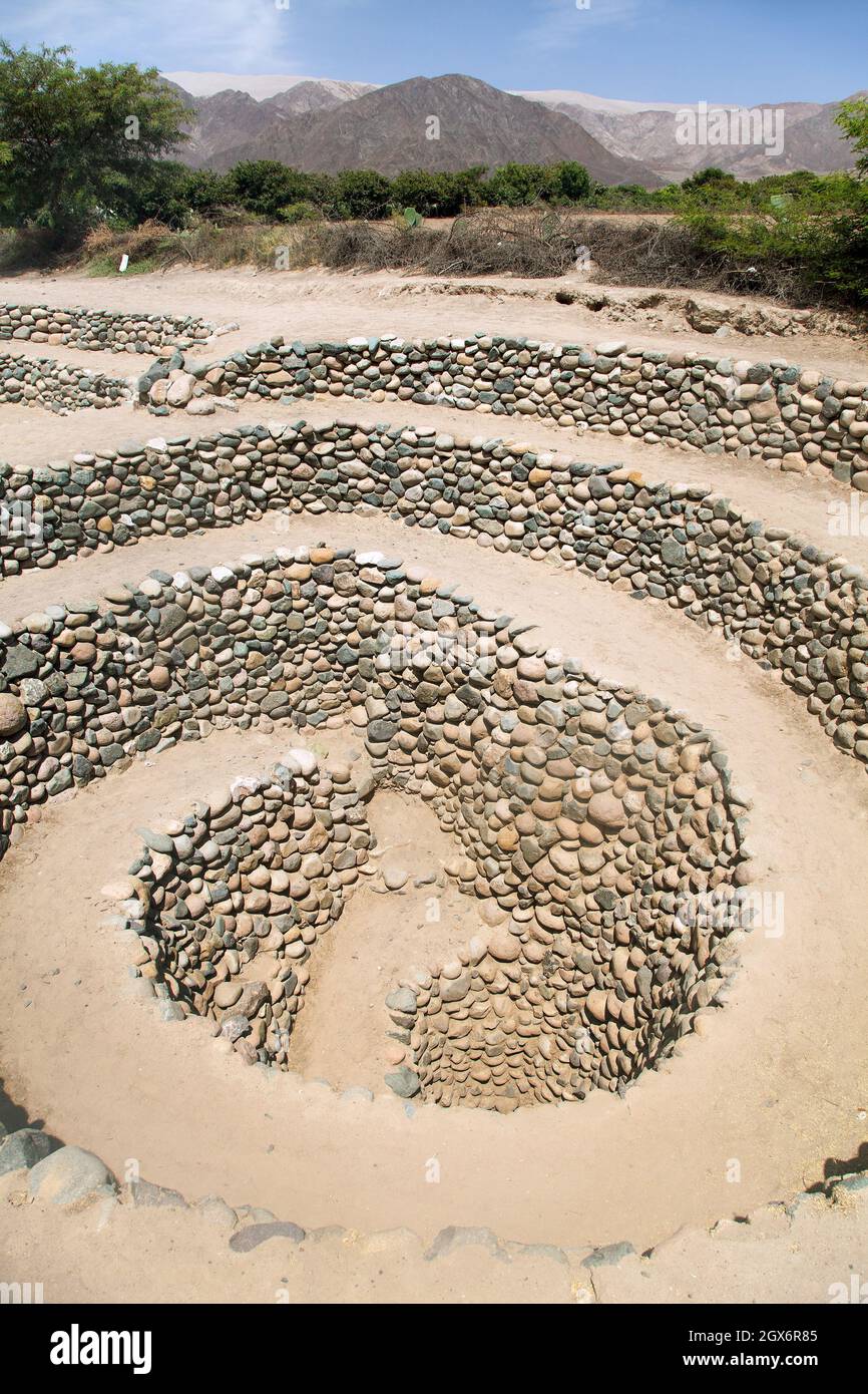 Cantalloc Aqueduct in Nazca or Nazca town, spiral or circle aqueducts ...