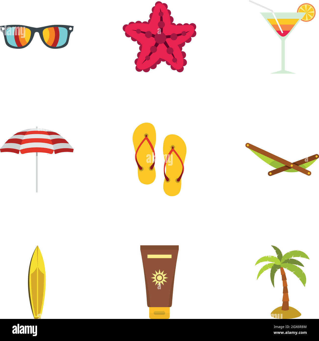 Summer beach icons set, flat style Stock Vector Image & Art - Alamy