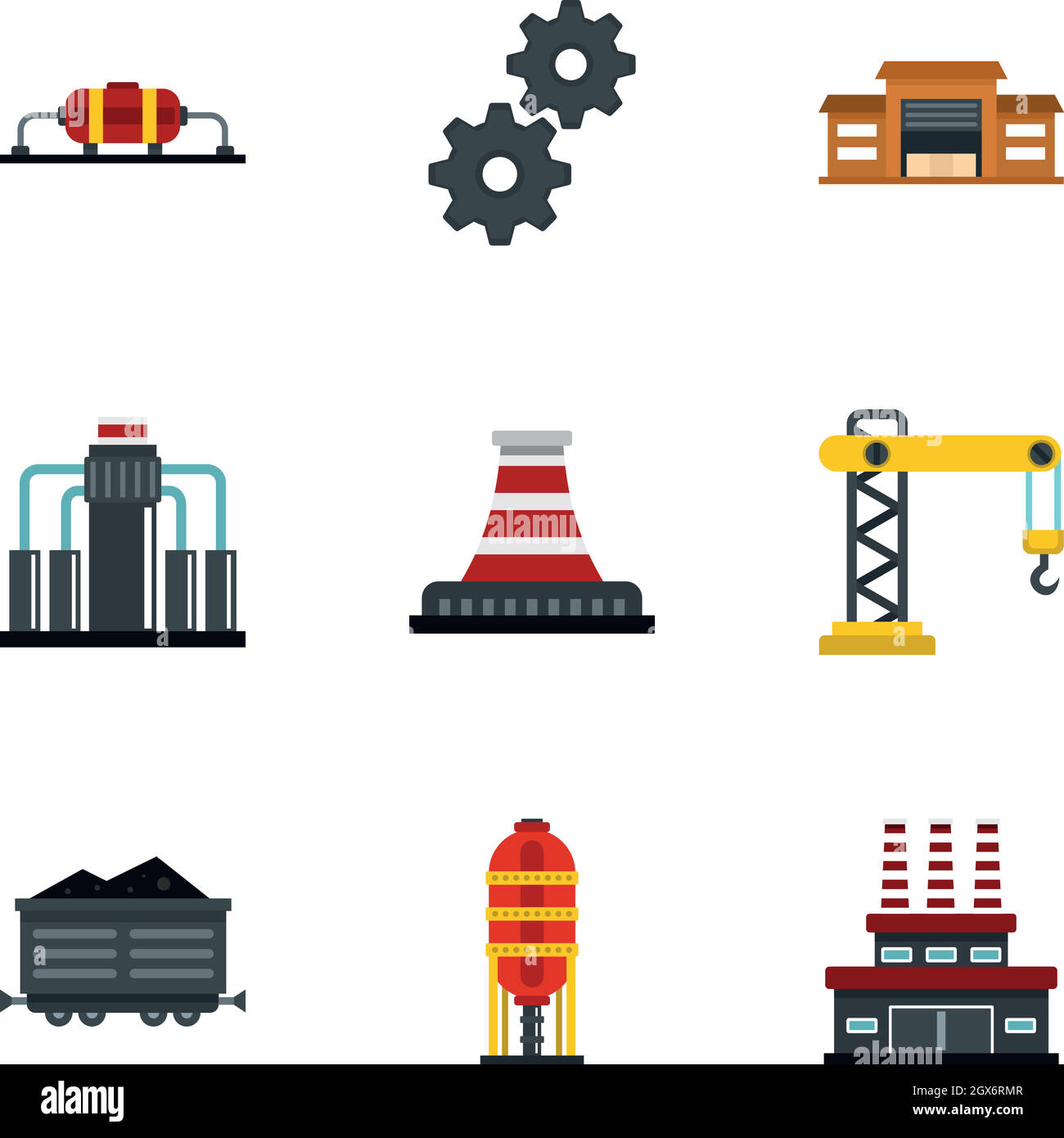 Extraction and refinery facilities icons set Stock Vector Image & Art ...