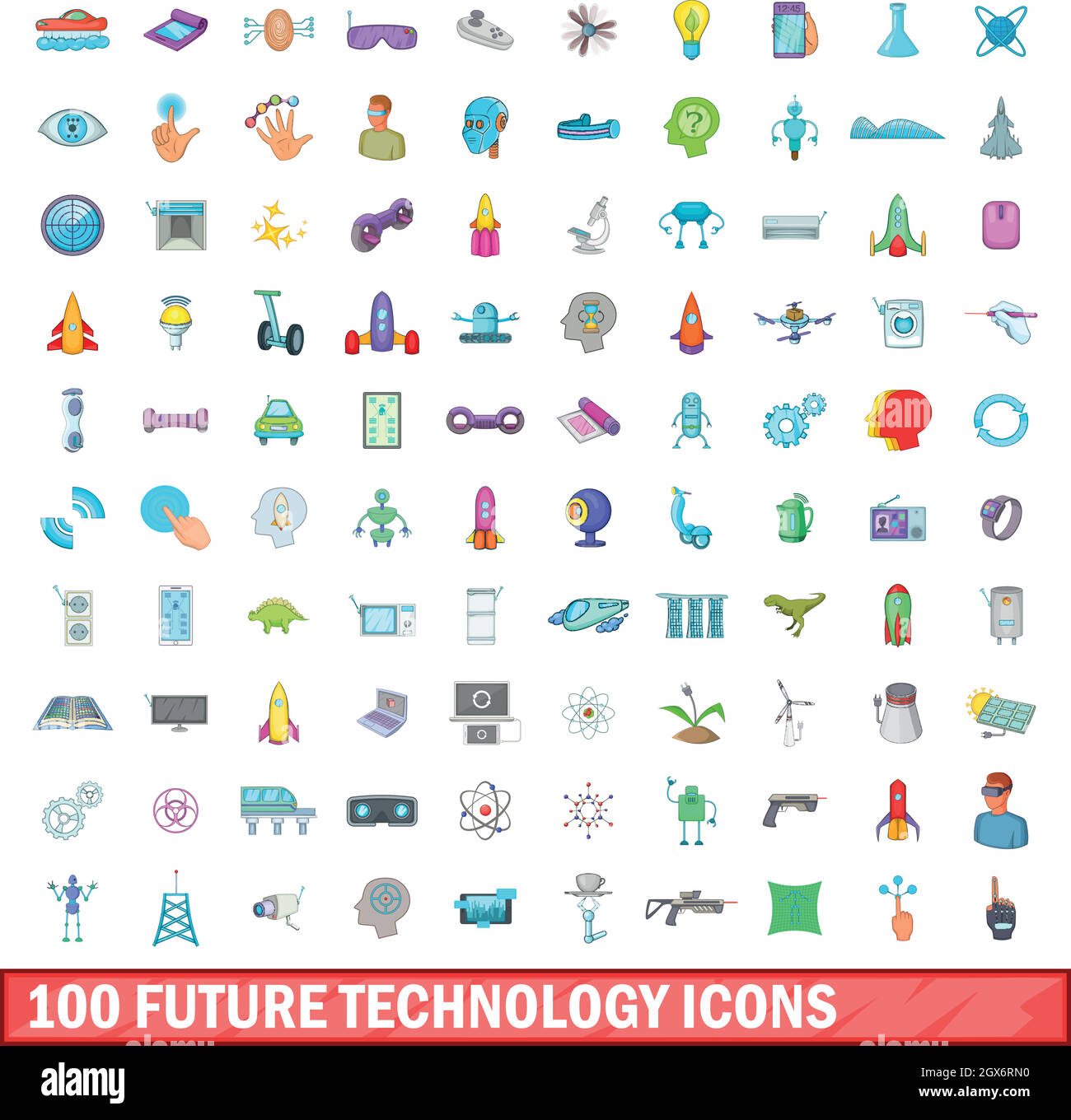 100 future technology icons set, cartoon style Stock Vector Image & Art ...