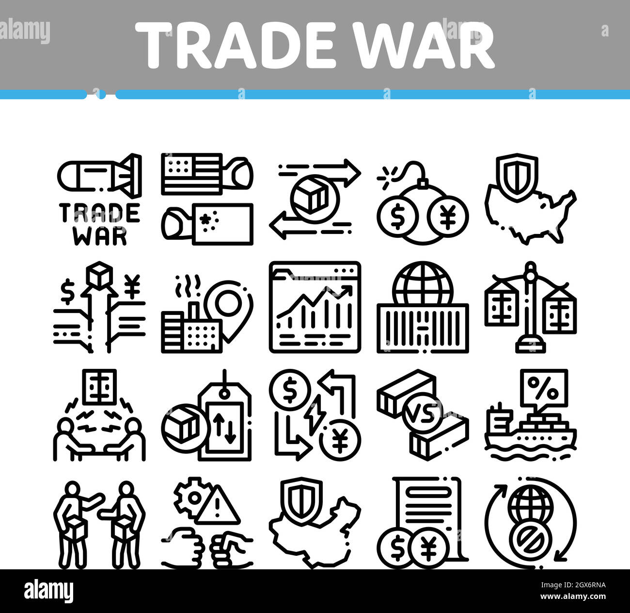 Trade War Business Collection Icons Set Vector Stock Vector Image & Art ...