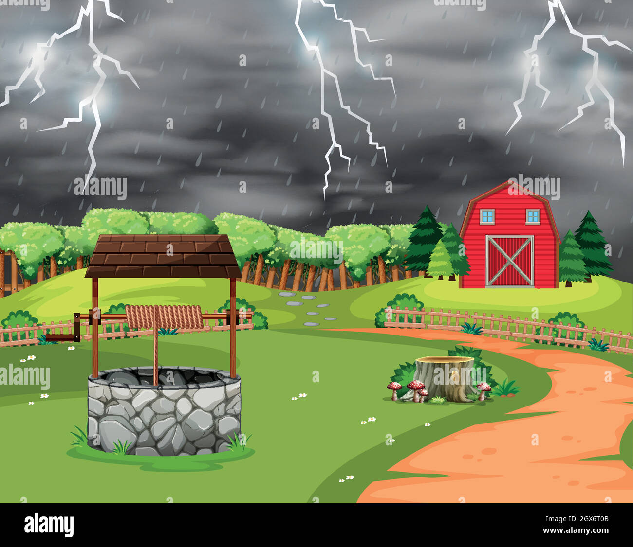 Lightning storm landscape scene Stock Vector Image & Art - Alamy
