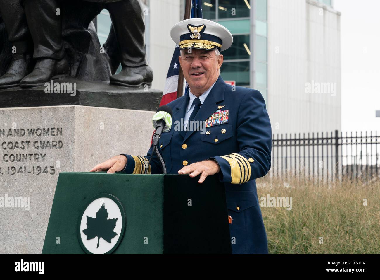 New York, NY - October 4, 2021: Admiral Karl Schultz speaks during ...