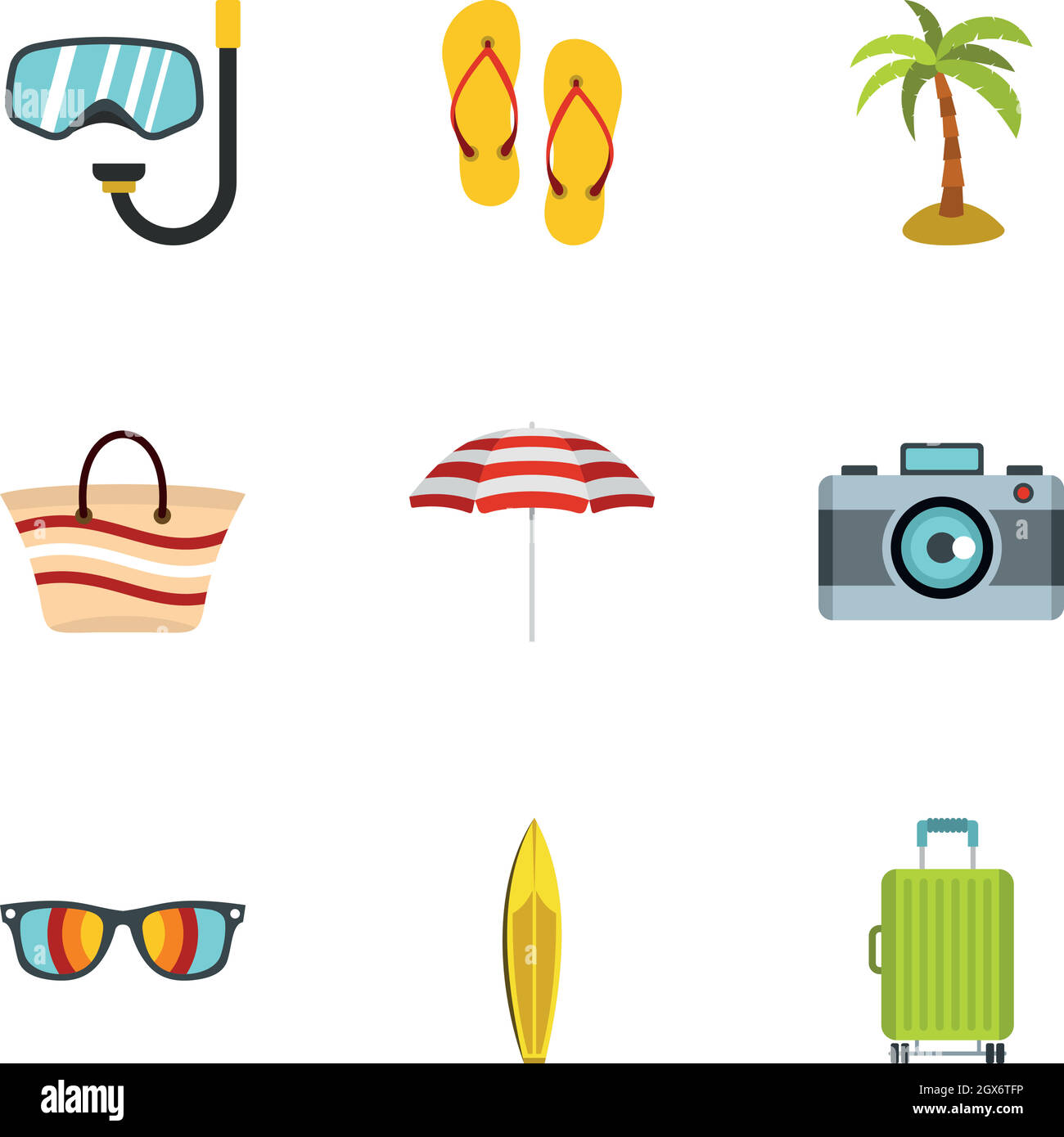 Beach icons set, flat style Stock Vector Image & Art - Alamy