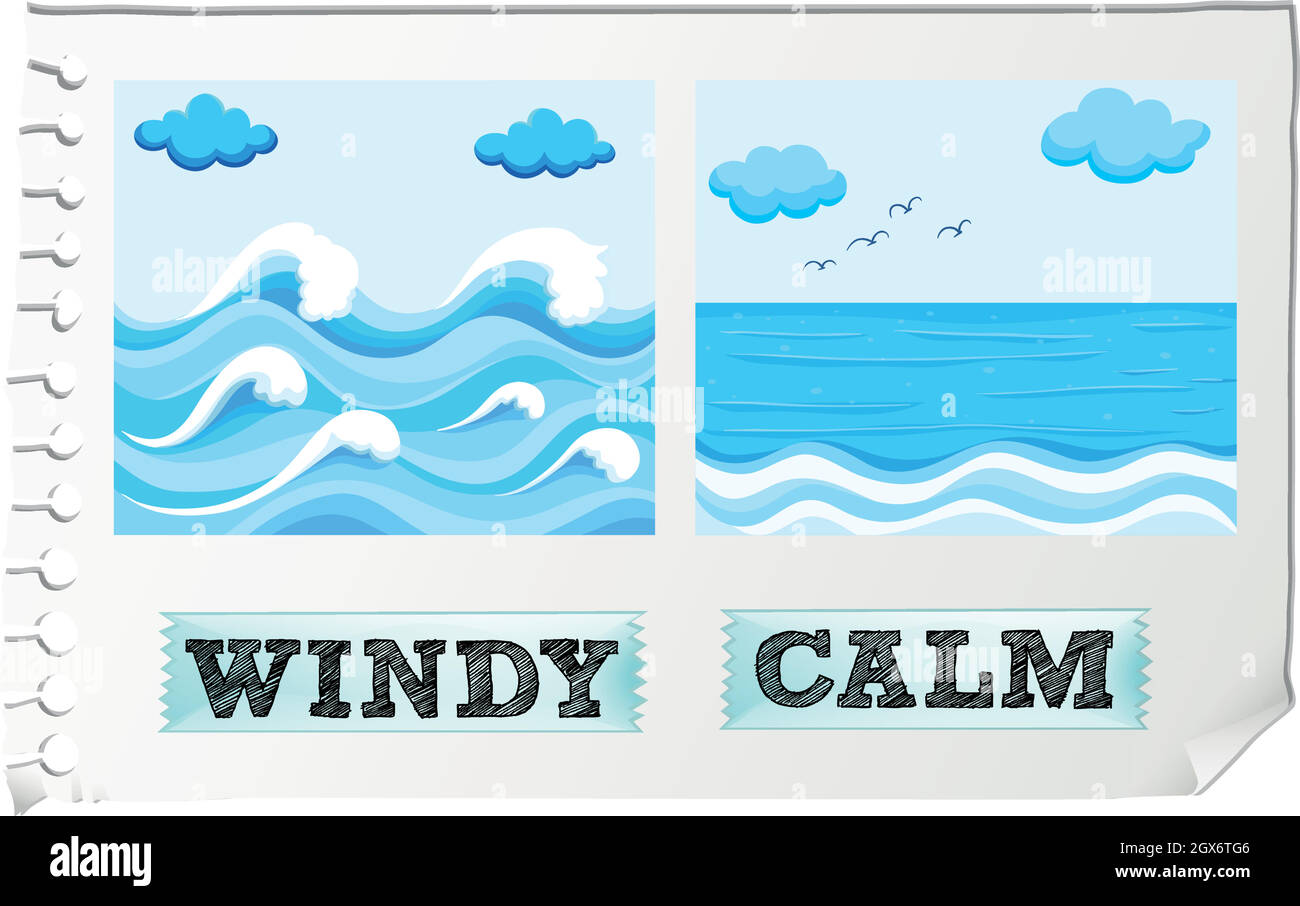 Opposite adjectives windy and calm Stock Vector Image & Art - Alamy
