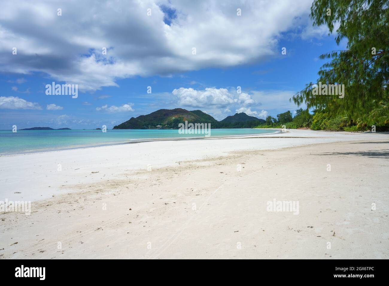 tropical beach at anse volbert on praslin on the seychelles Stock Photo ...