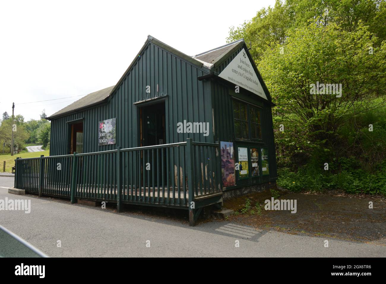 Hut at Cragside Northumberland UK green huts balcony walkway wood ...