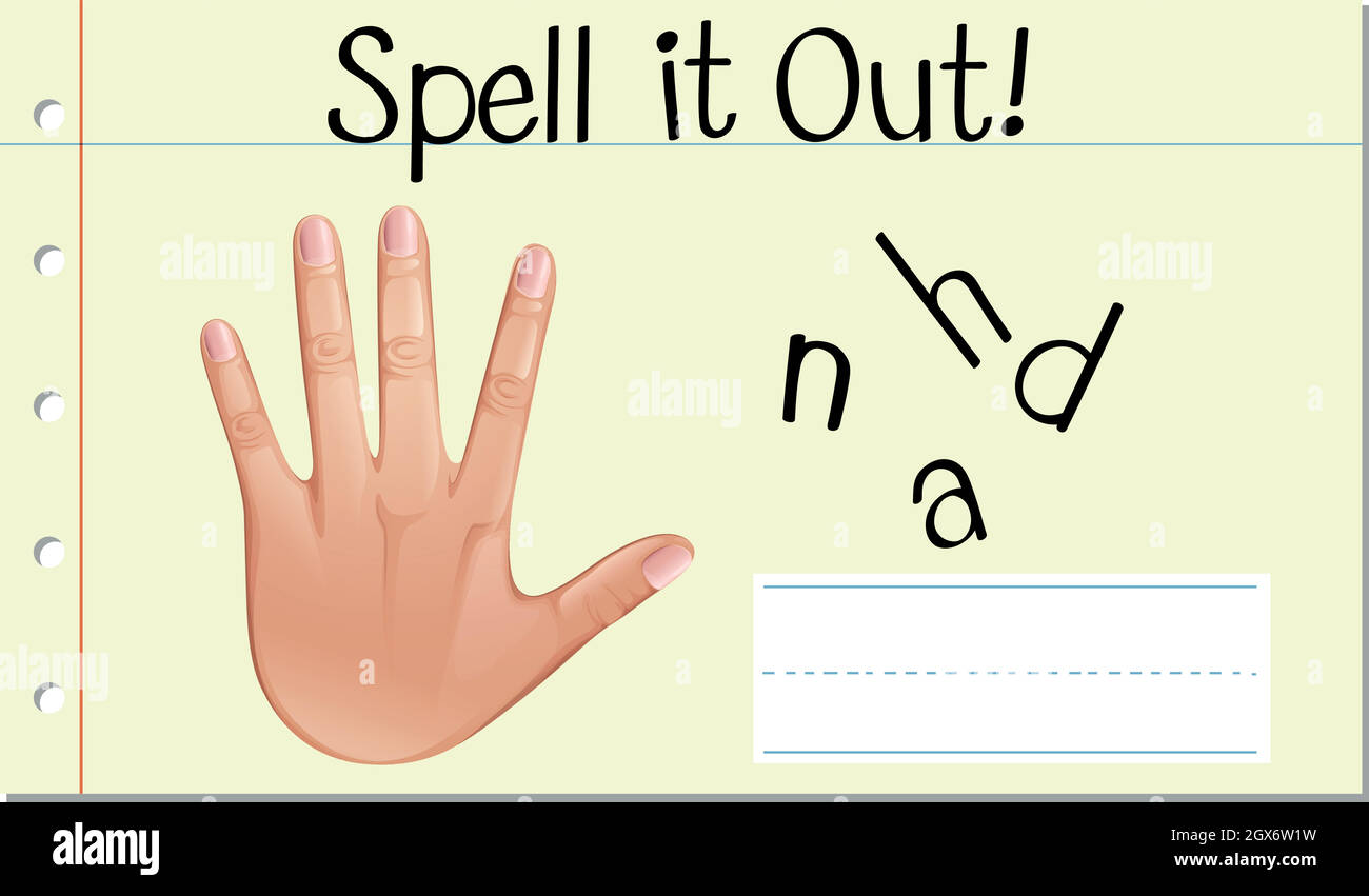 Spell English word hand Stock Vector Image & Art - Alamy