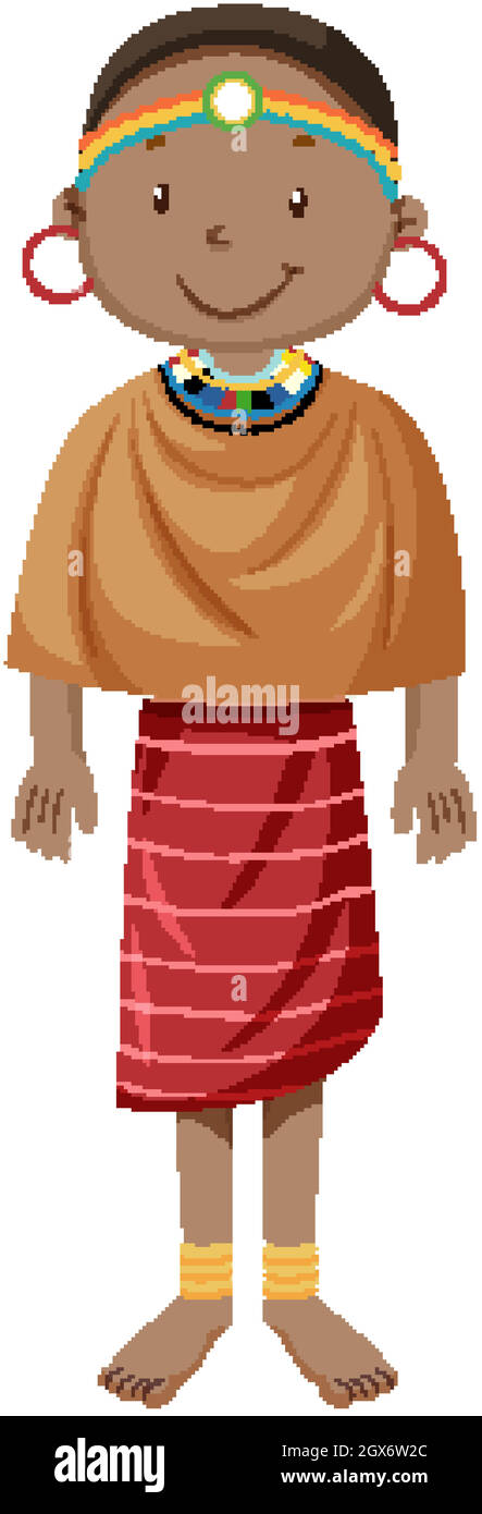Ethnic people of African tribes in traditional clothing cartoon ...