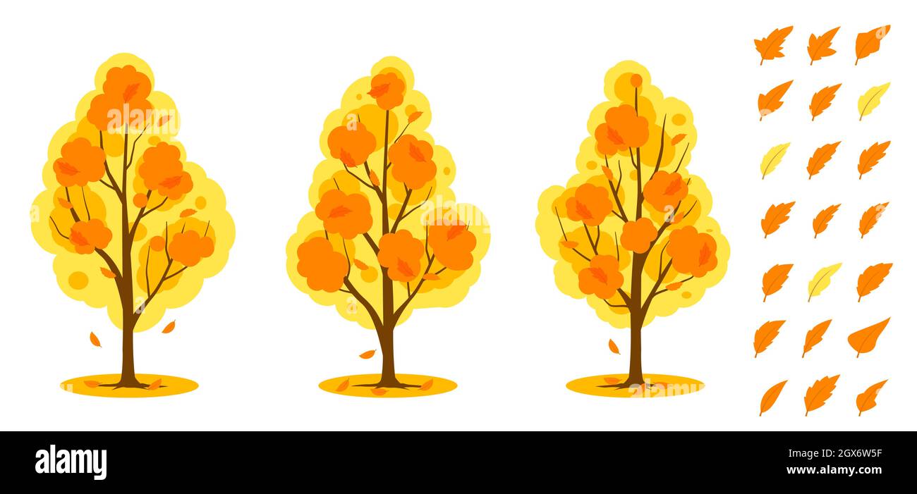 Autumn. Tree and leaves set Stock Vector Image & Art - Alamy