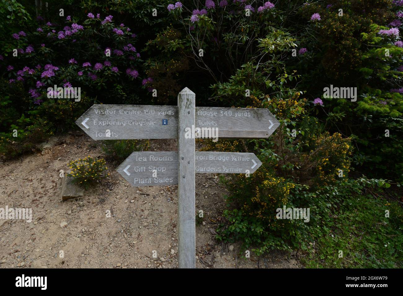 Sign post at Cragside Northumberland UK Stock Photo - Alamy