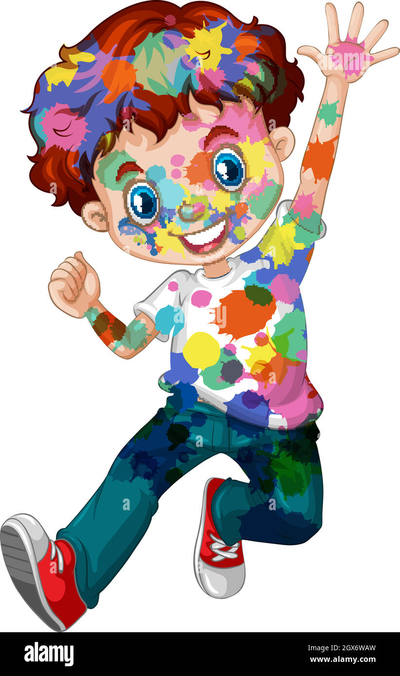 Happy boy with watercolor splash on his body Stock Vector Image & Art ...