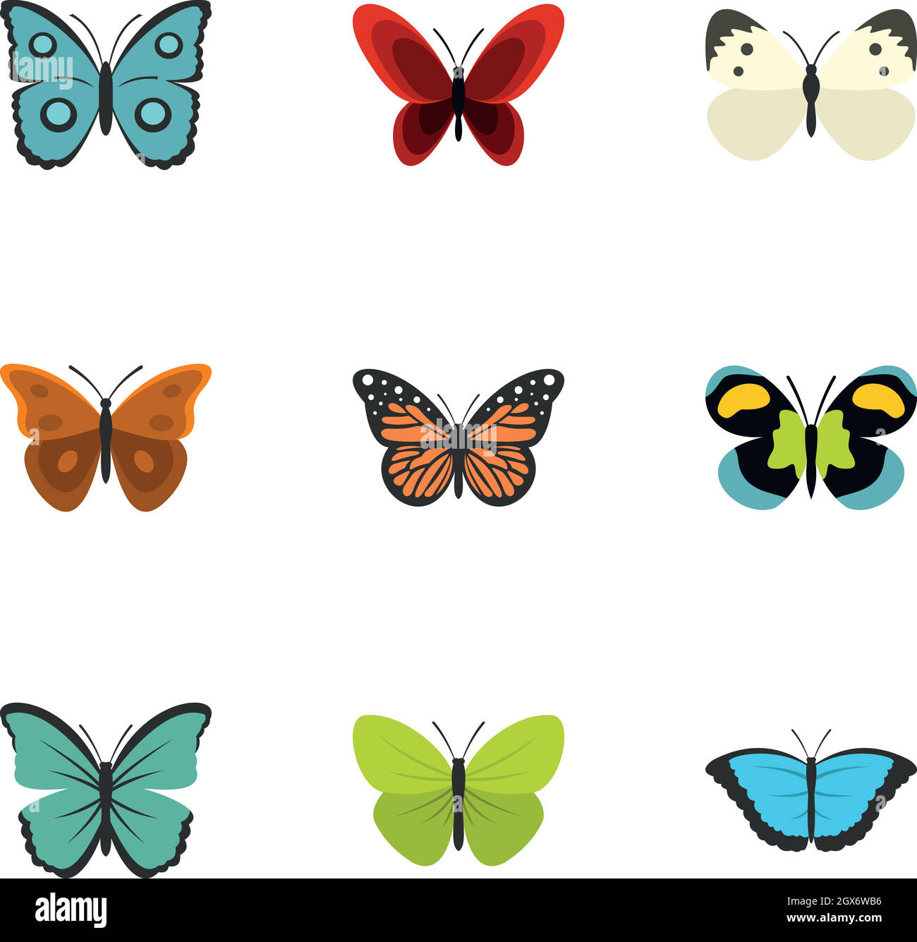 Butterfly icons set, flat style Stock Vector Image & Art - Alamy