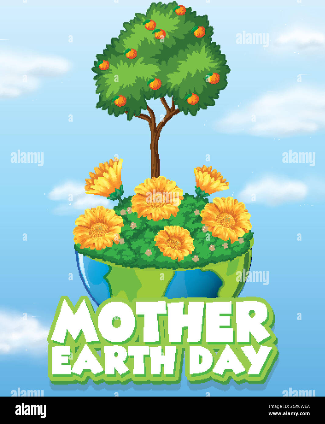 Poster design for mother earth day with tree and flowers on earth Stock ...