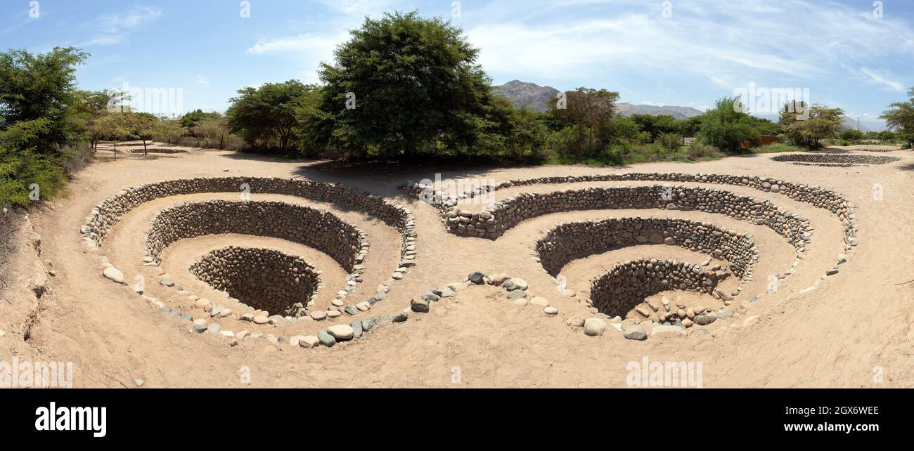 Cantalloc Aqueduct in Nazca or Nazca town, spiral or circle aqueducts ...