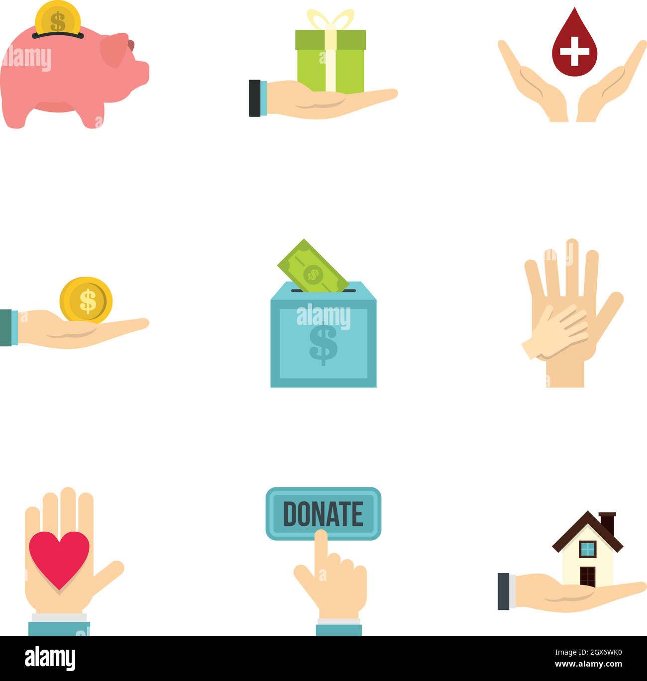Donation icons set, flat style Stock Vector Image & Art - Alamy