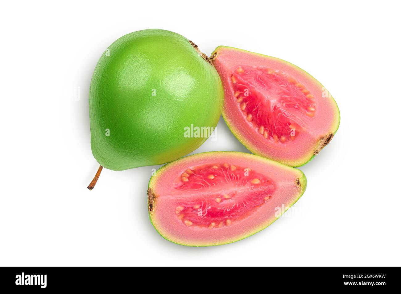 Guava fruit with slices isolated on white background with clipping path ...