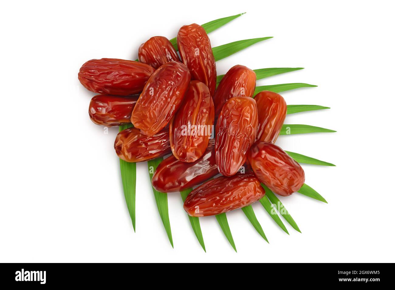 Dates isolated on white background with clipping path. Top view. Flat ...