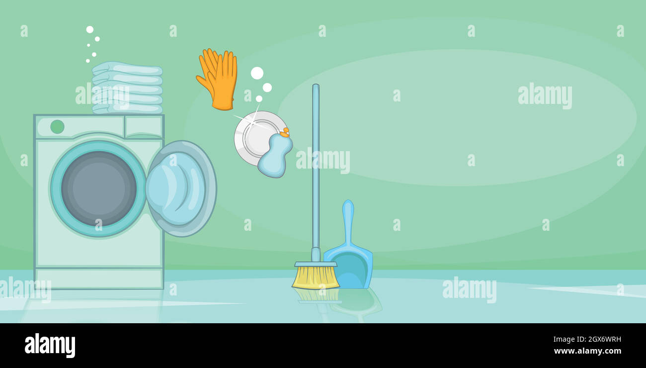 Cleaning horizontal banner shine, cartoon style Stock Vector Image ...