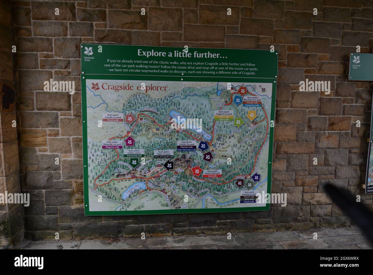 map on wall Cragside Northumberland UK Stock Photo - Alamy