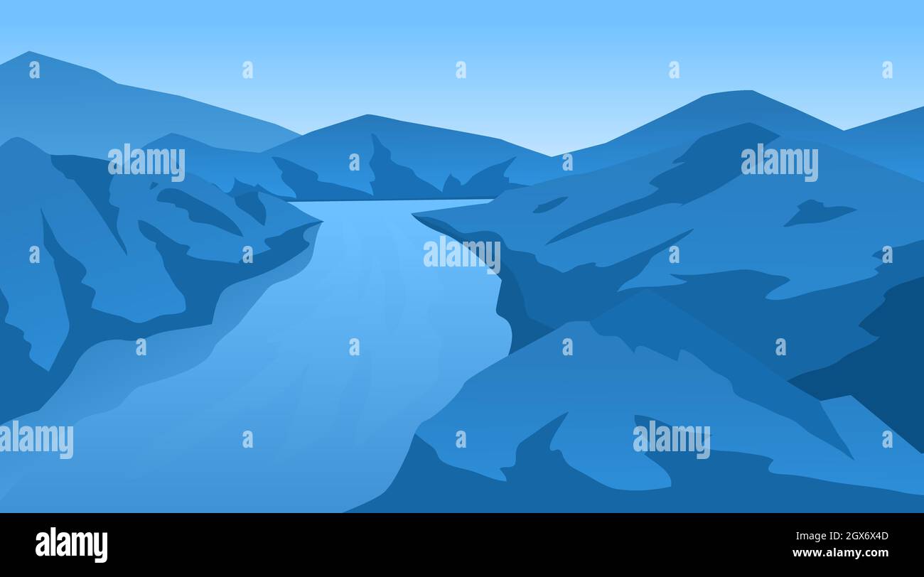 Abstract landscape with mountains and river Stock Vector Image & Art ...