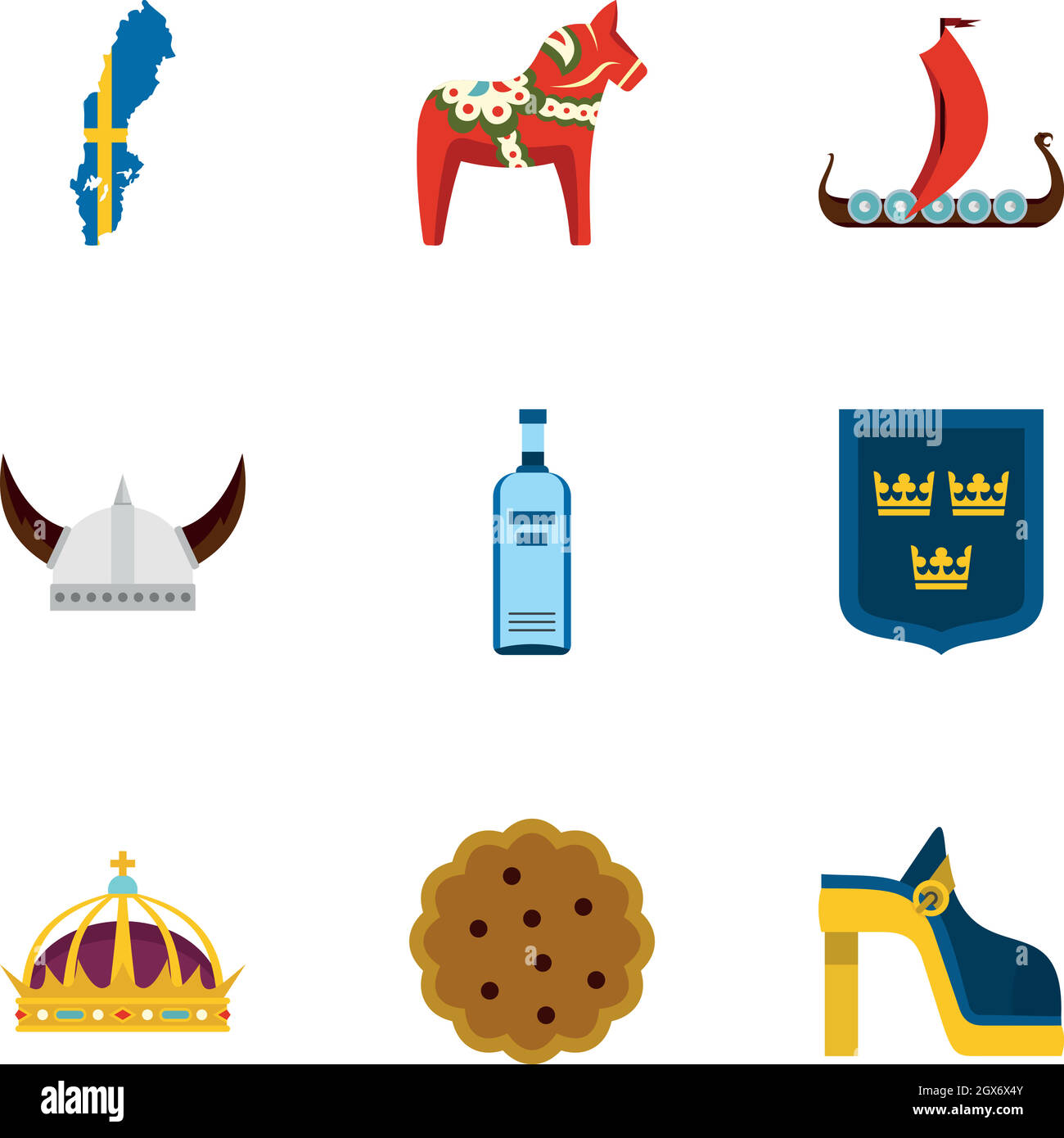 Symbols of Sweden icons set, flat style Stock Vector Image & Art - Alamy