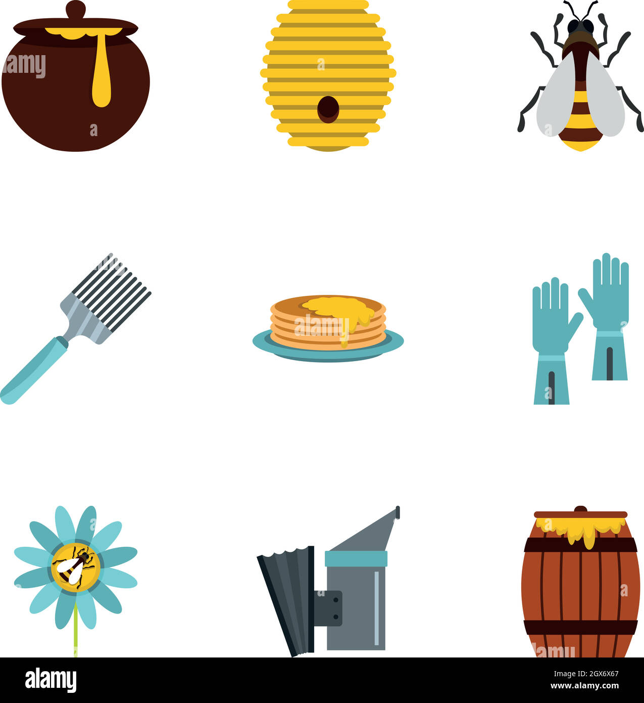 Honey and bee icons set, flat style Stock Vector Image & Art - Alamy