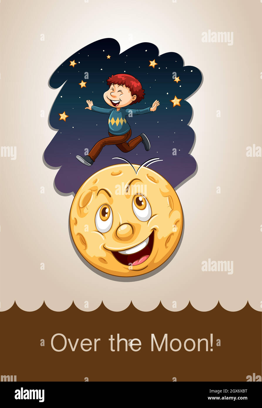 Idiom over the moon Stock Vector Image & Art - Alamy
