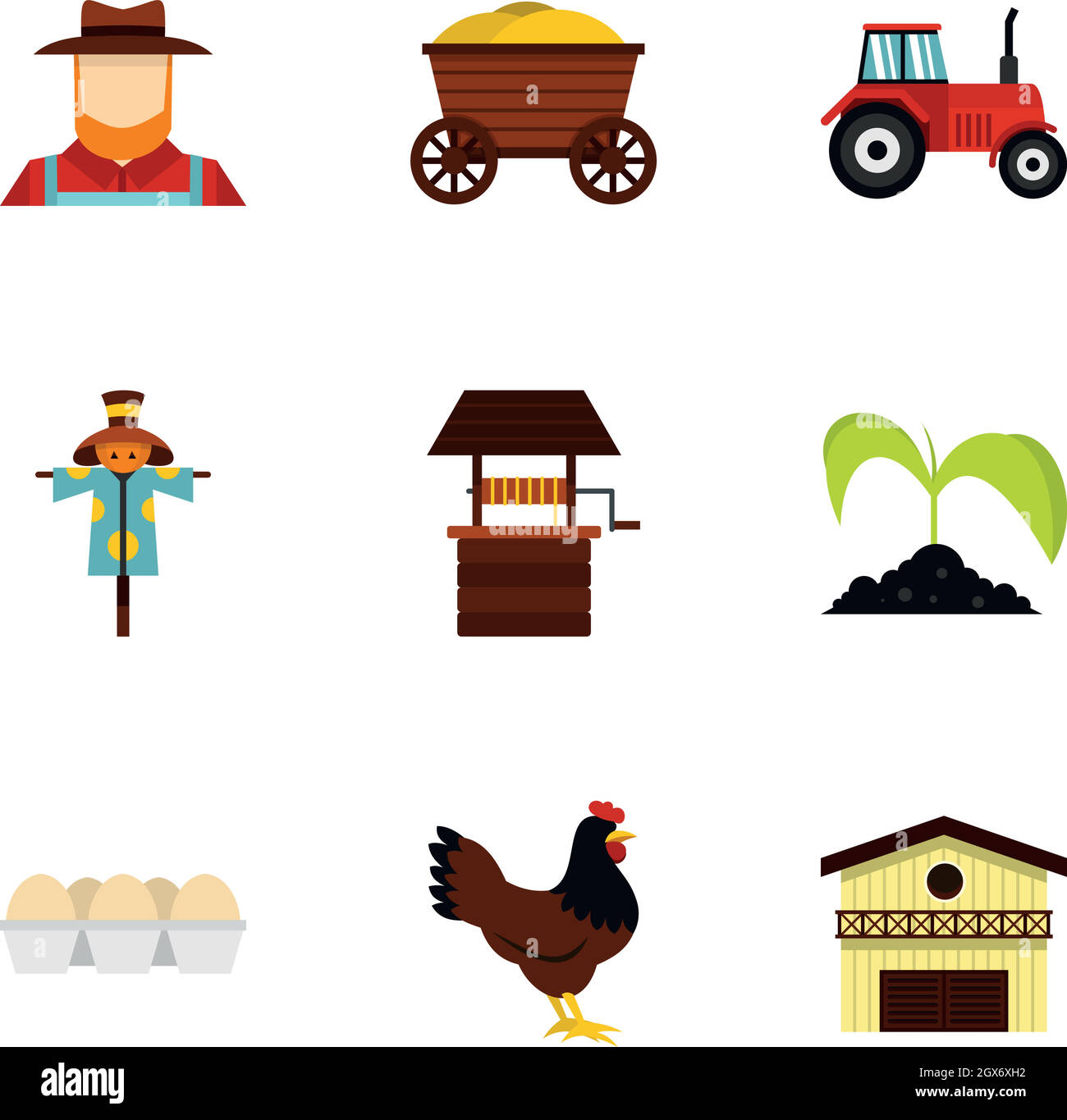 Farmer icons set, flat style Stock Vector Image & Art - Alamy