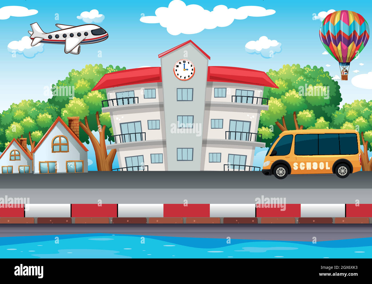 School building bus hi-res stock photography and images - Alamy