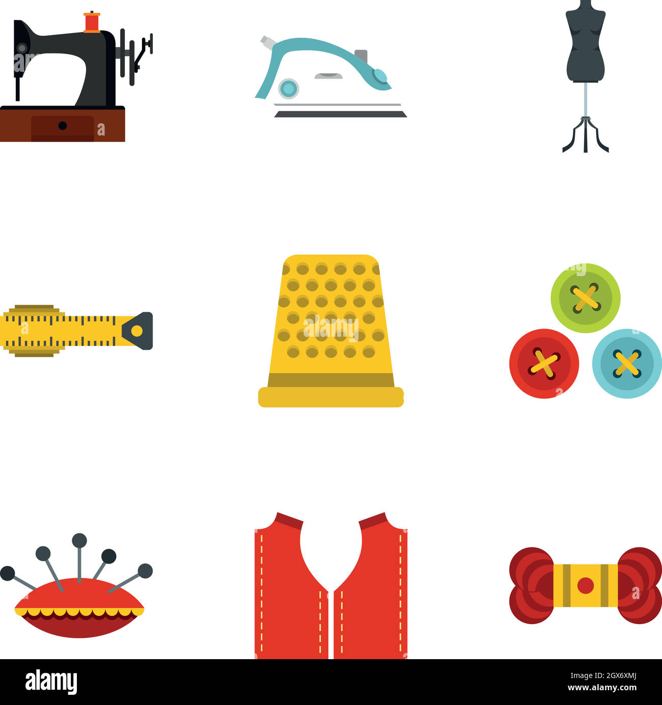 Needlework icons collection vector Stock Vector Images - Alamy