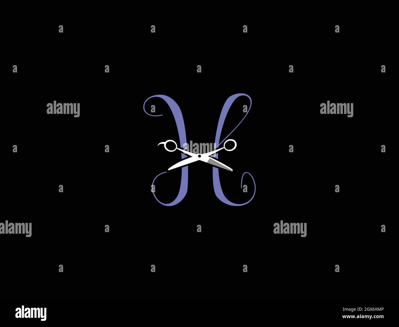 letter h logo design with scissor icon for illustration use Stock ...